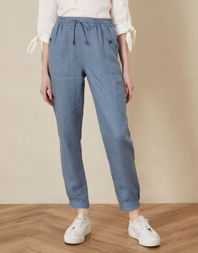 Poppy Linen Joggers Blue | Trousers & Leggings | Monsoon UK.