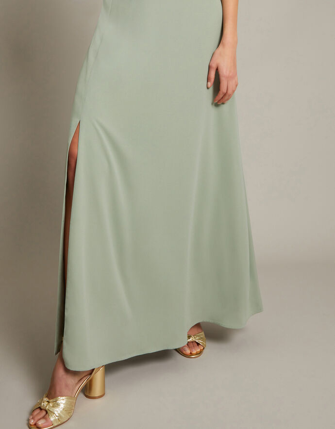 Monika Halter Chiffon Maxi Dress Green