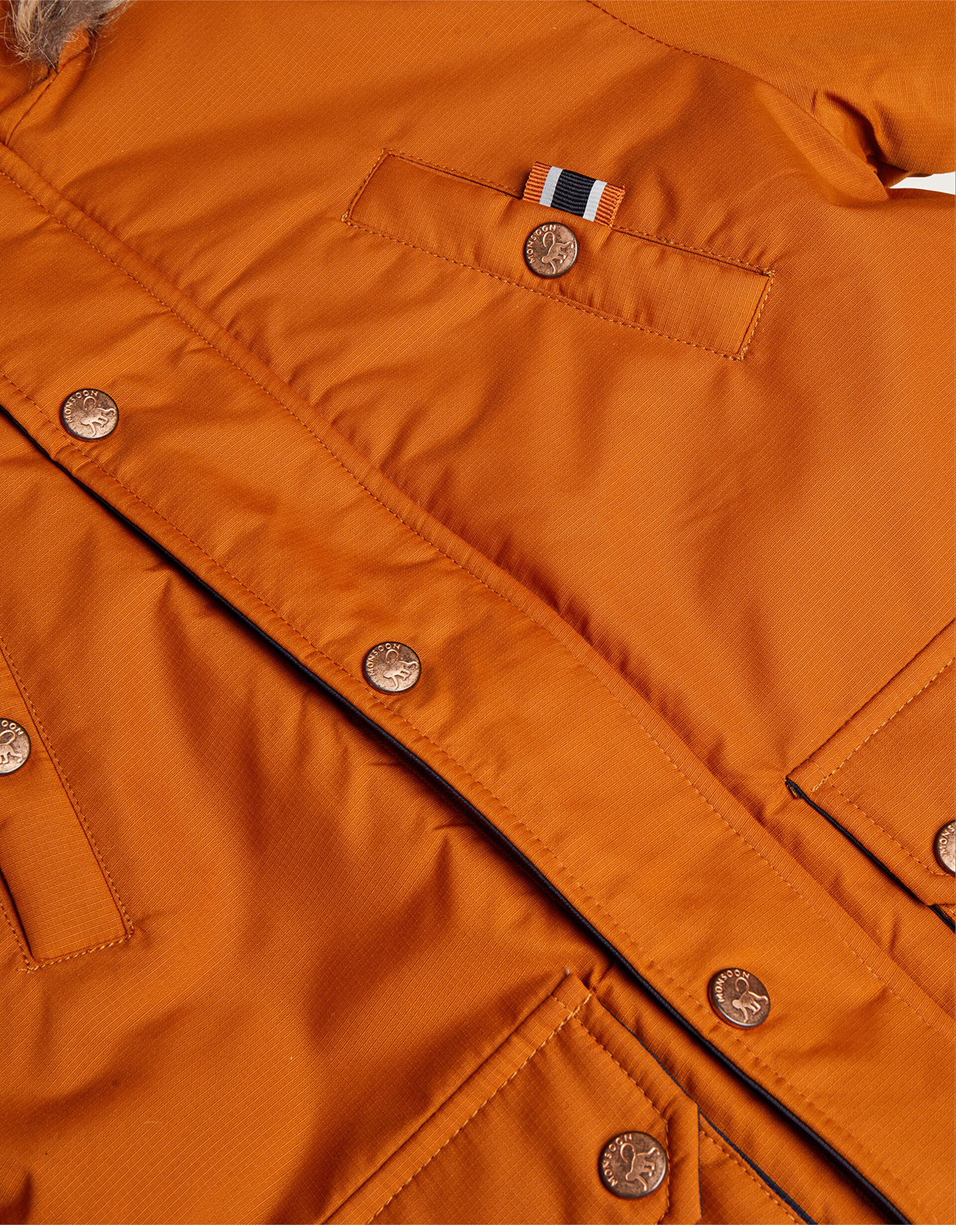 Longline Pocket Parka Coat with Hood Red