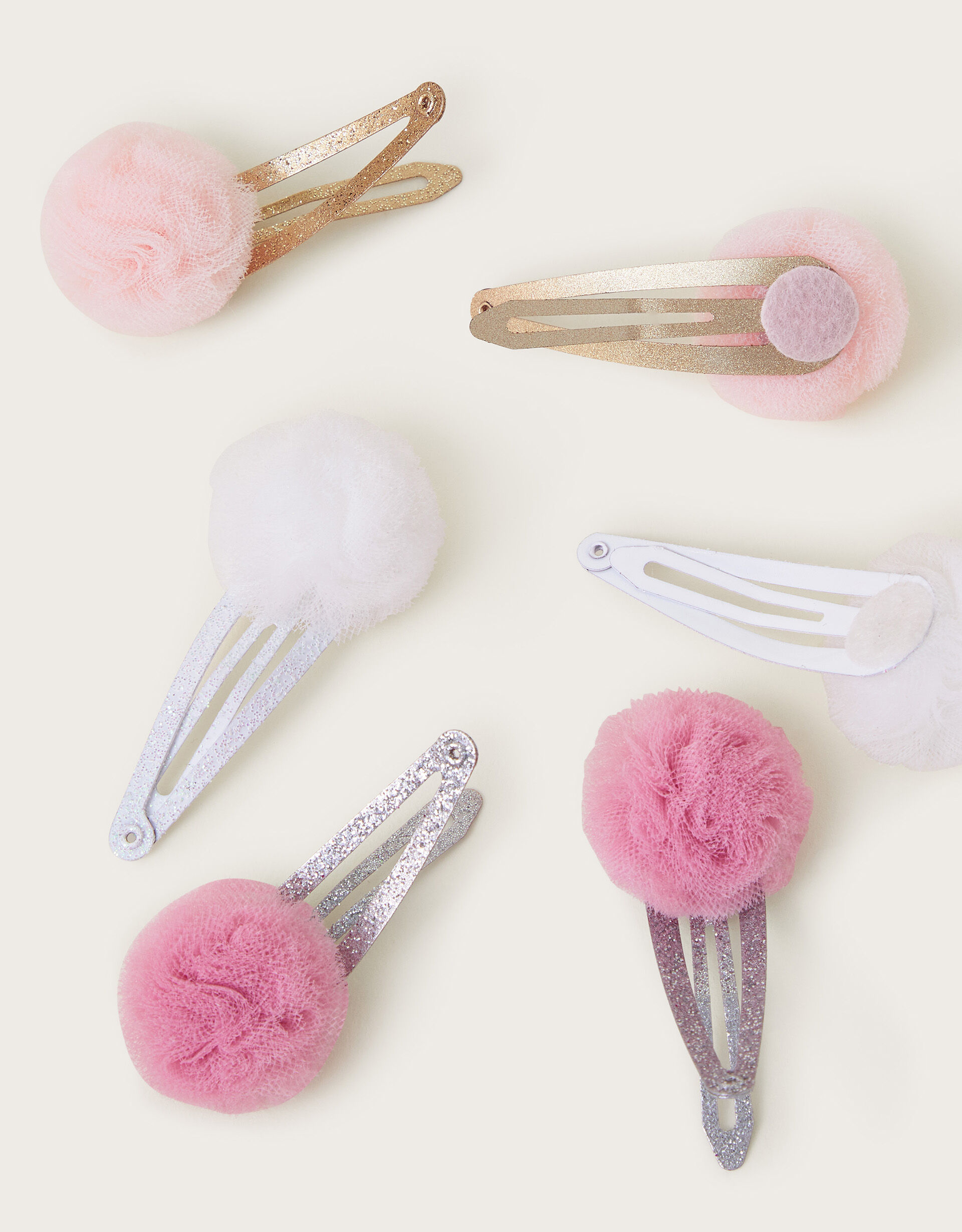 6-Pack Tulle Pom Glitter Hair Clips | Accessories | Monsoon UK.