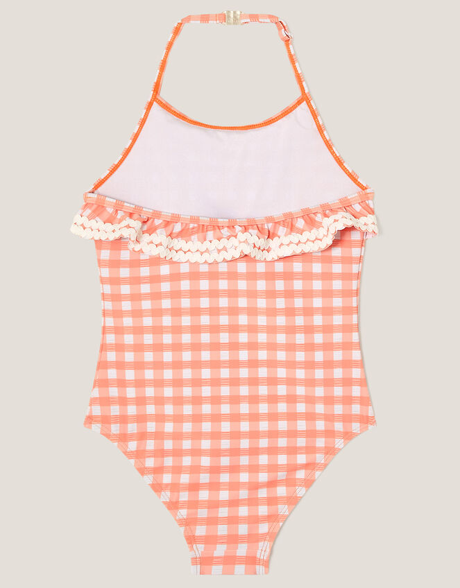 Gingham Ruffle Swimsuit Orange | Girls' Beach & Swimwear | Monsoon UK.