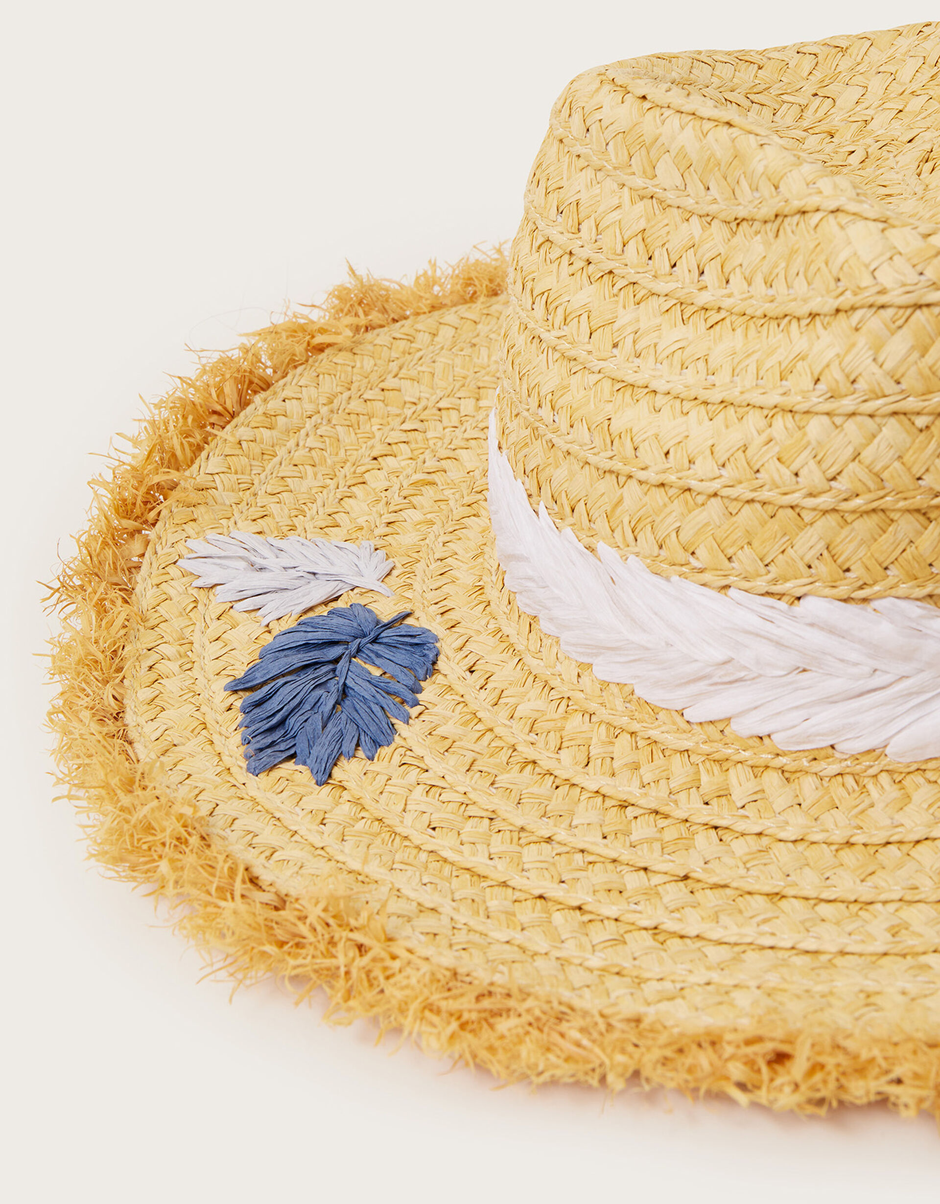 Embroidered Fringe Trim Raffia Hat | Accessories | Monsoon UK.