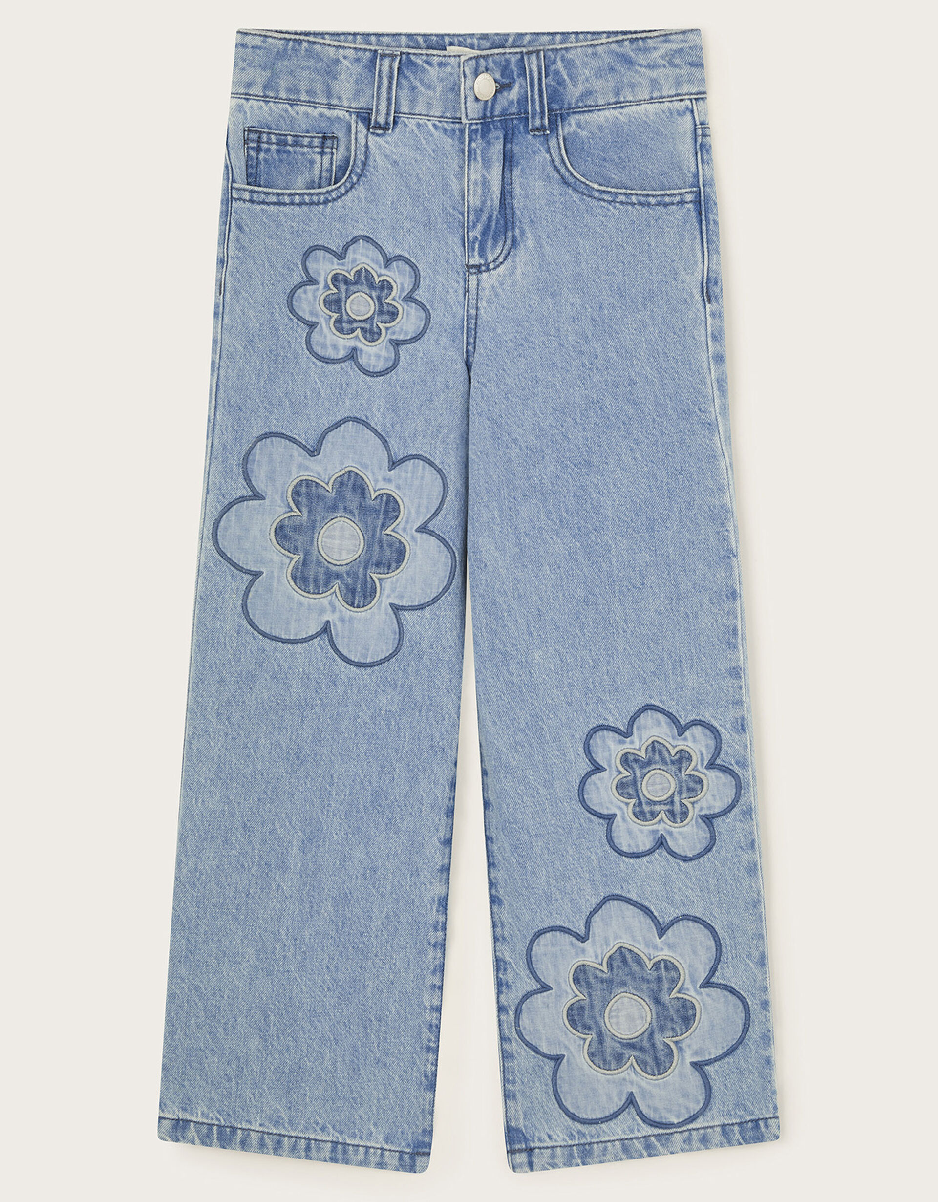 Embroidered Flower Denim Jeans Blue | Girls' Trousers & Leggings ...