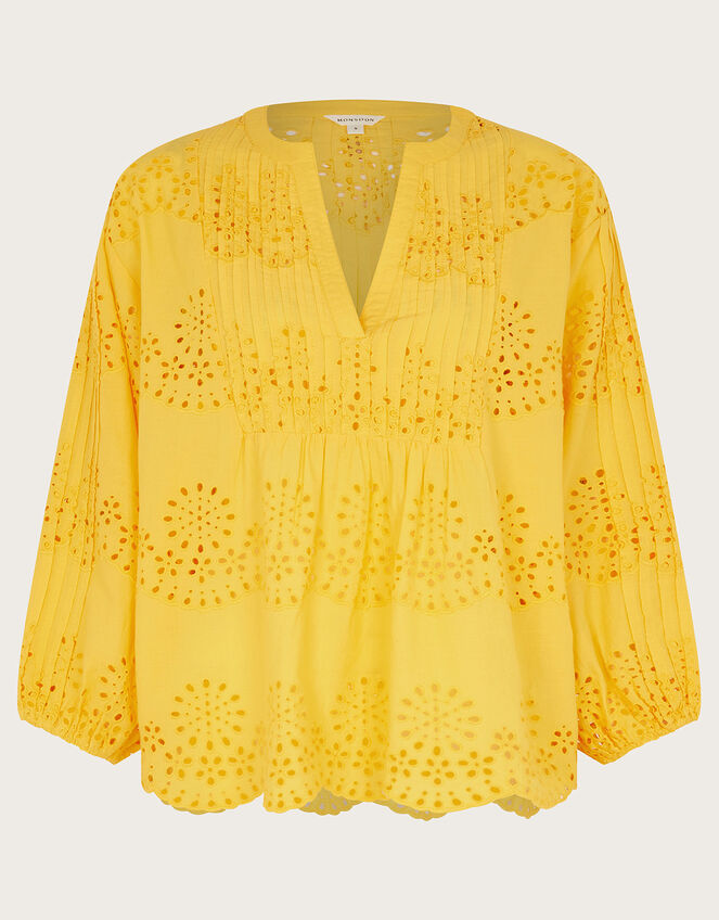 Serena Broderie Top Yellow | Tops & T-shirts | Monsoon UK.