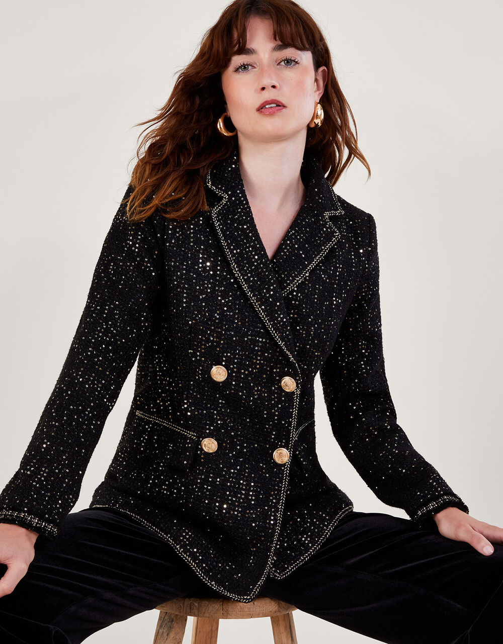Poppy Tweed Jacket Black | Women's Jackets | Monsoon UK.