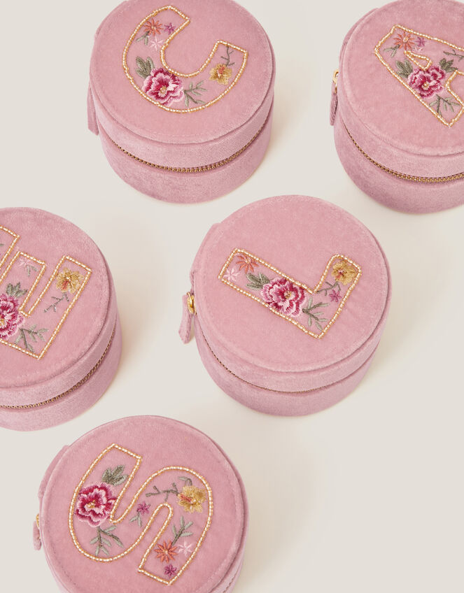 Floral Embroidered Initial Jewellery Box Pink | Bags & Purses | Monsoon UK.