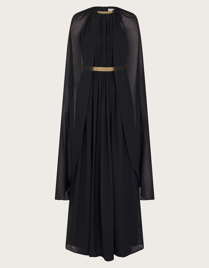 Christa Plain Cape Dress Black