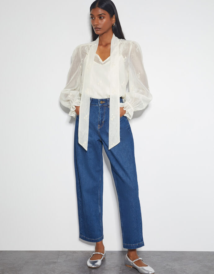 Mae Organza Pussybow Blouse Ivory