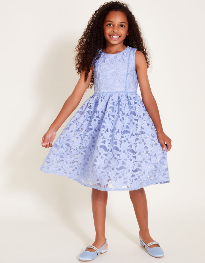 Kimberley Cutwork Lace Dress Blue | Girls' Dresses | Monsoon UK.