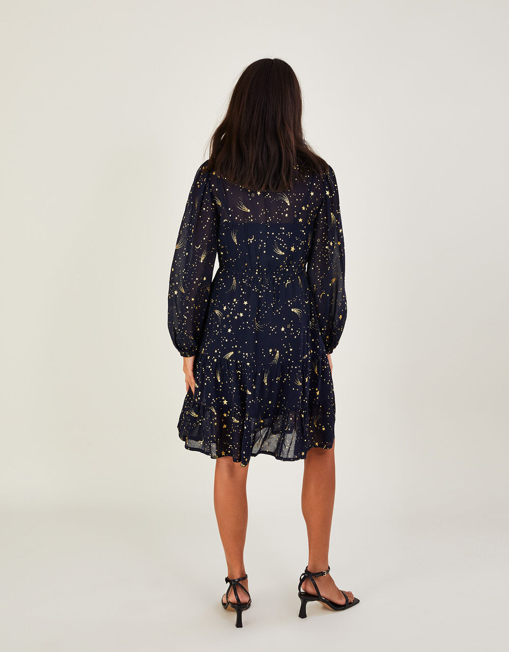 Constella Foil Sequin Dress Blue | Evening Dresses | Monsoon UK.