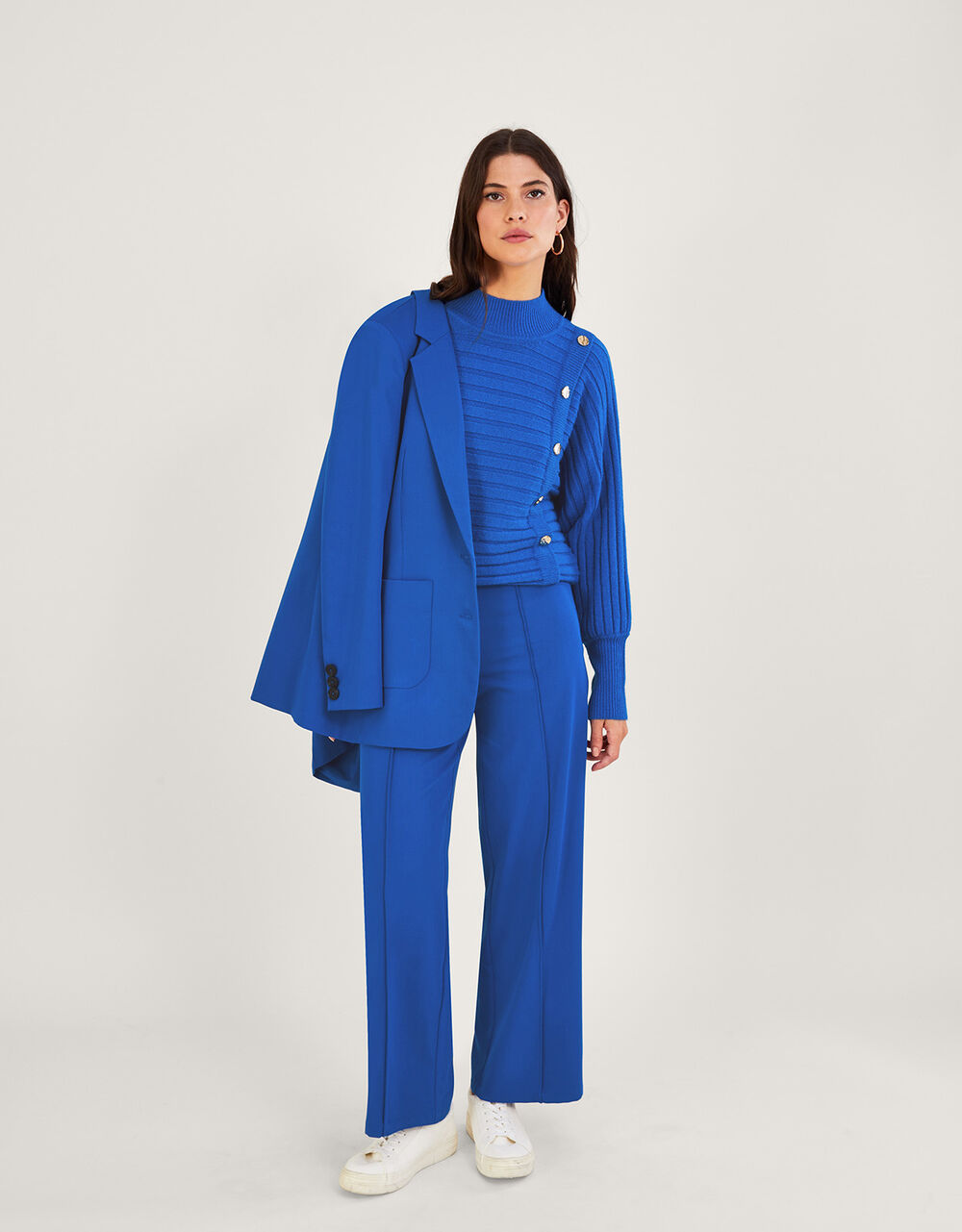 Horizontal Rib Jumper with Recycled Polyester Blue | Jumpers | Monsoon UK.