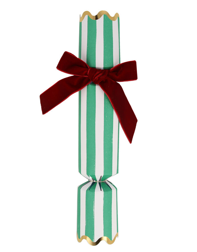 Meri Meri 6-Pack Stripe Velvet Bow Christmas Crackers