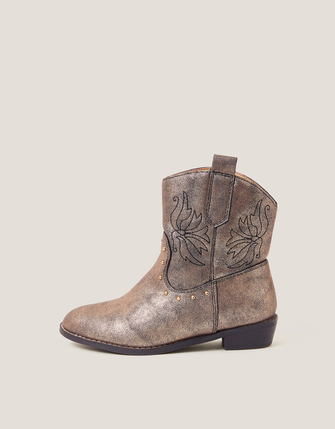 Brooke Metallic Cowboy Boots Bronze | Shoes | Monsoon UK.