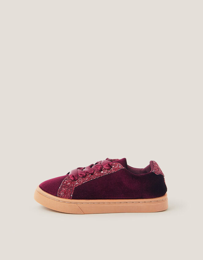 Glitter Velvet Trainers Red | Girls' Flat Shoes | Monsoon UK.