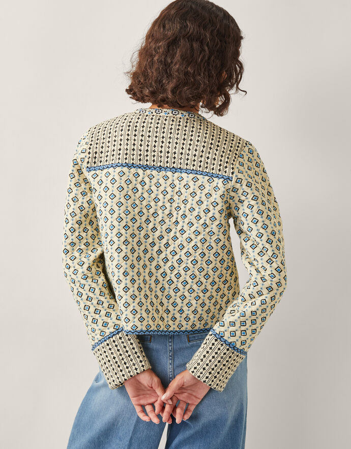 Judy Geometric Print Quilted Jacket Ivory | Jackets | Monsoon UK.
