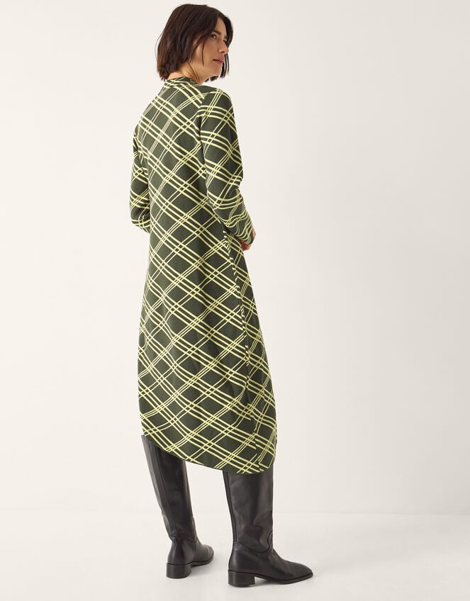 Claudia Check Knit Midi Dress Green