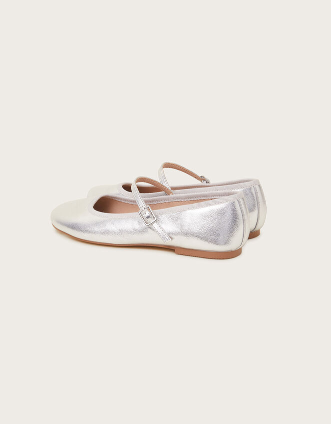 Mary Jane Flats Silver | Women's Shoes | Monsoon UK.