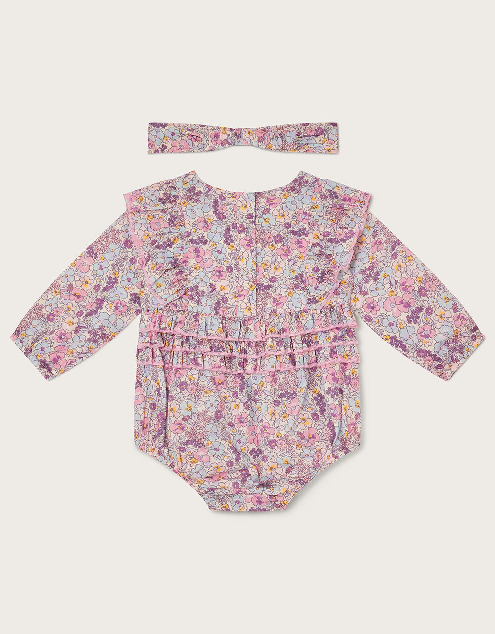 Newborn Ditsy Print Romper and Bando Set Purple | Newborn Babygrows ...