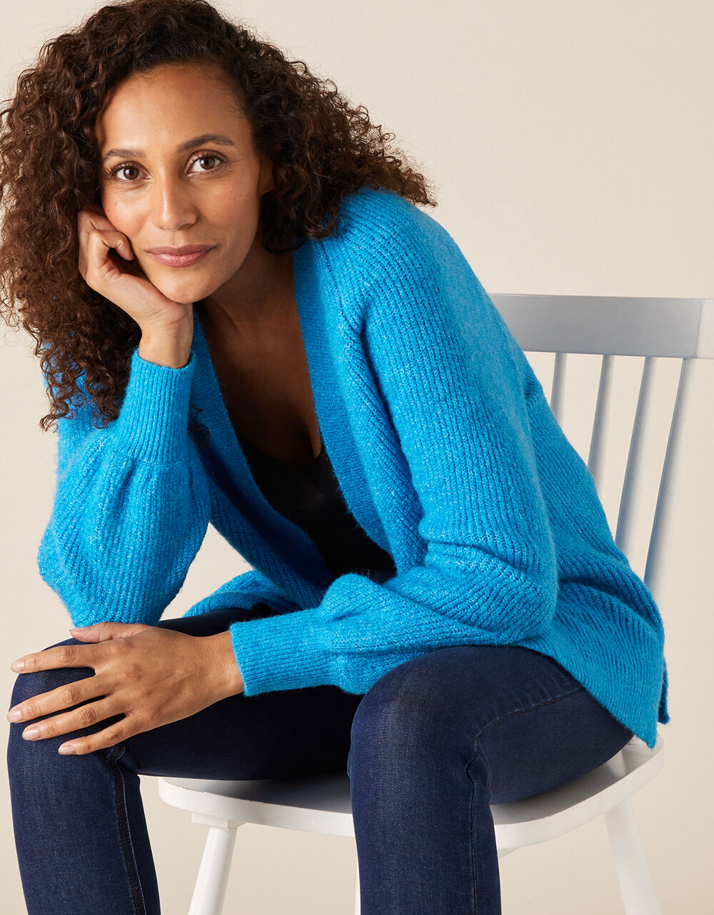 Cosy Knit Cardigan in Wool Blend Blue | Cardigans | Monsoon UK.