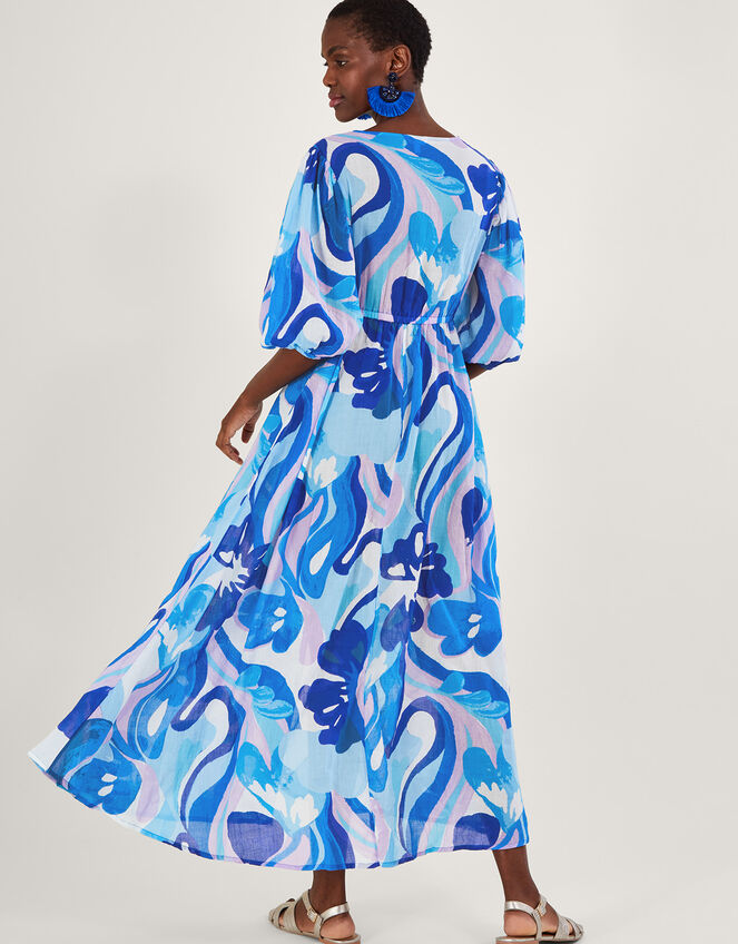 Swirl Print Maxi Dress Blue