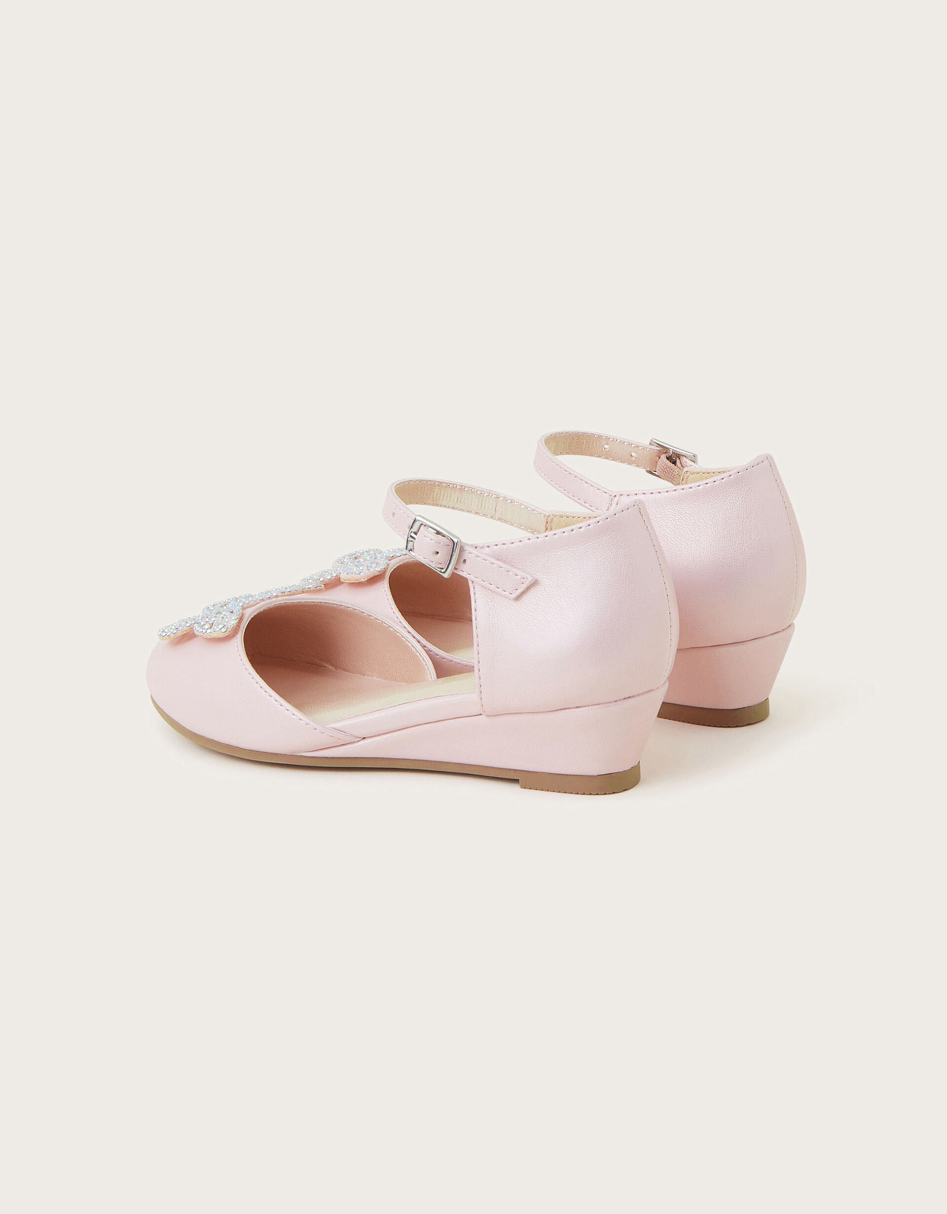 Diamante Butterfly Wedges Pink