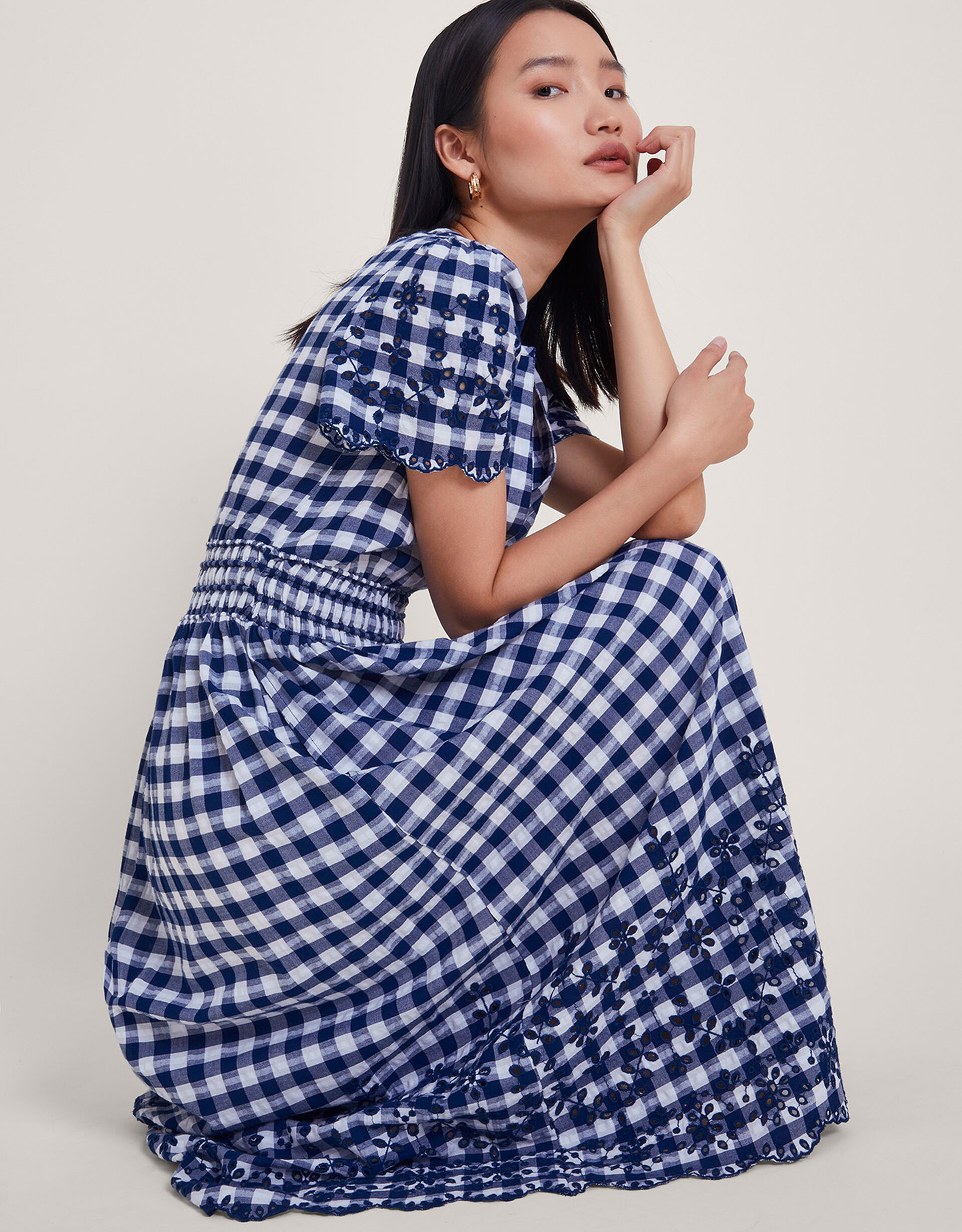 Nyla Gingham Dress Blue | Day Dresses | Monsoon UK.
