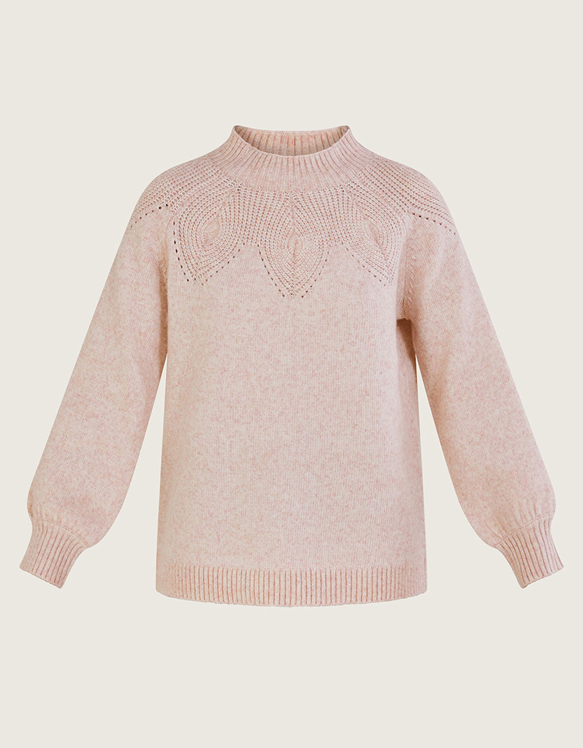 Pattern Neck Jumper Pink | Jumpers | Monsoon UK.