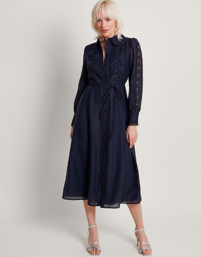 Abi Lace Shirt Dress Blue | Evening Dresses | Monsoon UK.