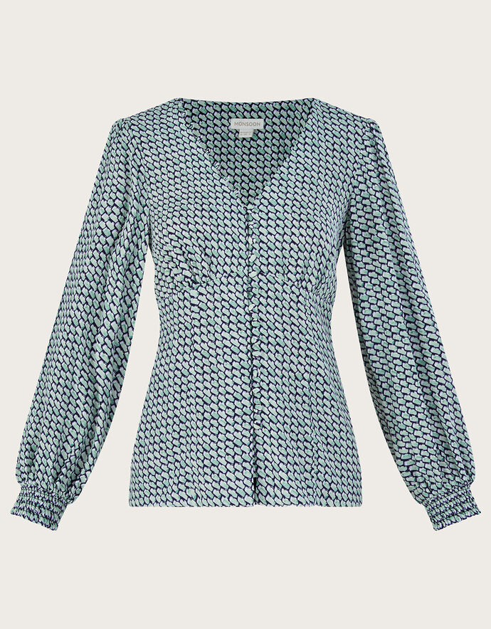 Signy Geometric Print Blouse Green