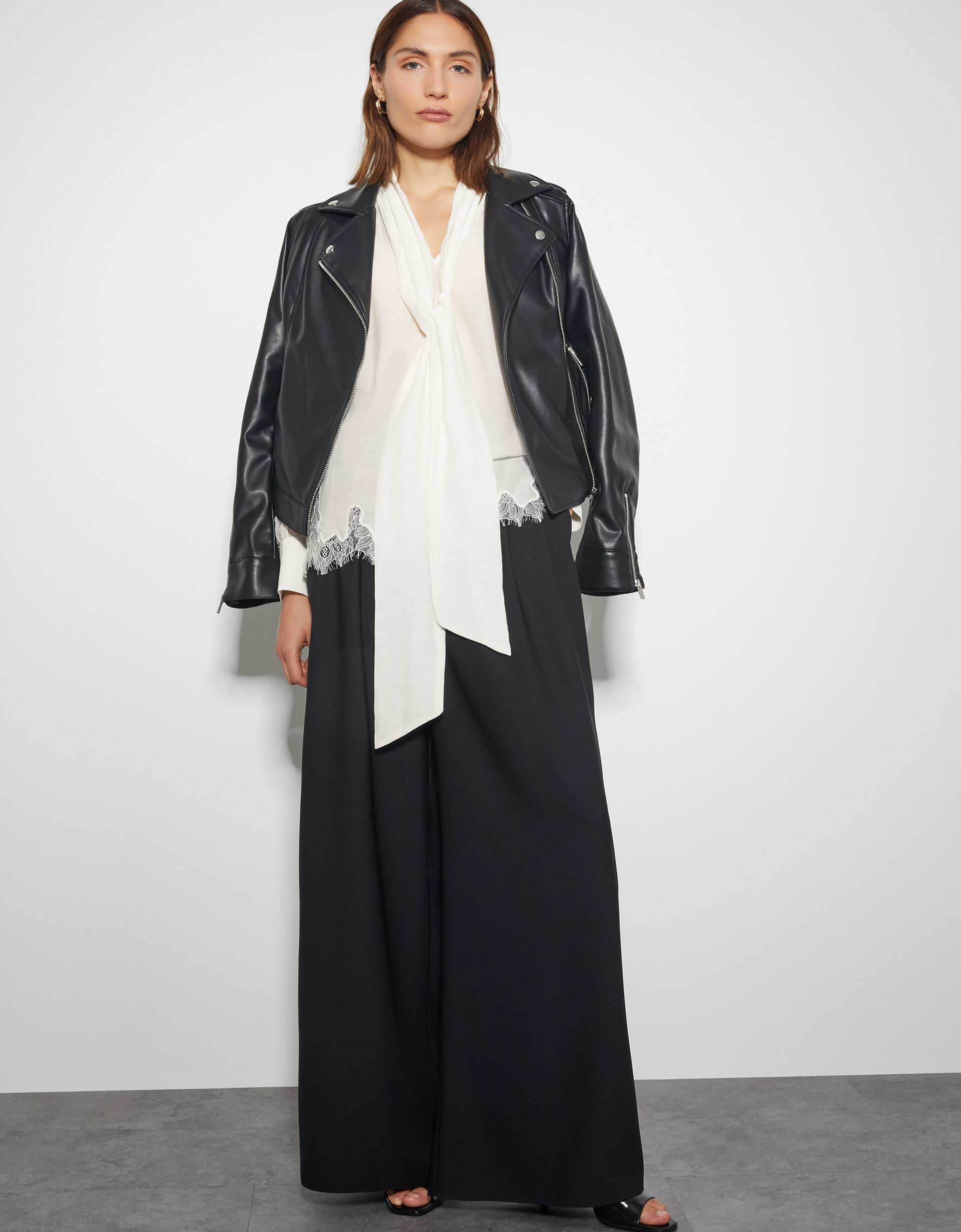 Reece Lacy Pussybow Blouse Ivory