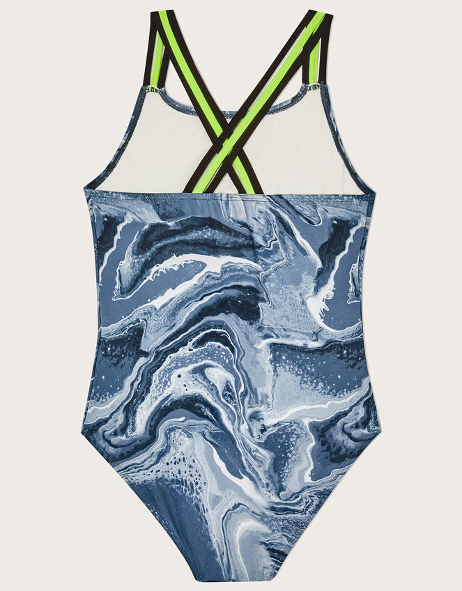 Marble Strap Swimsuit Black