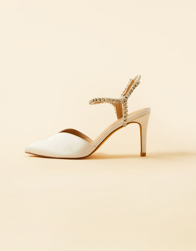Diamante Trim Pointed Toe Bridal Heels Ivory | Women's Shoes | Monsoon UK.