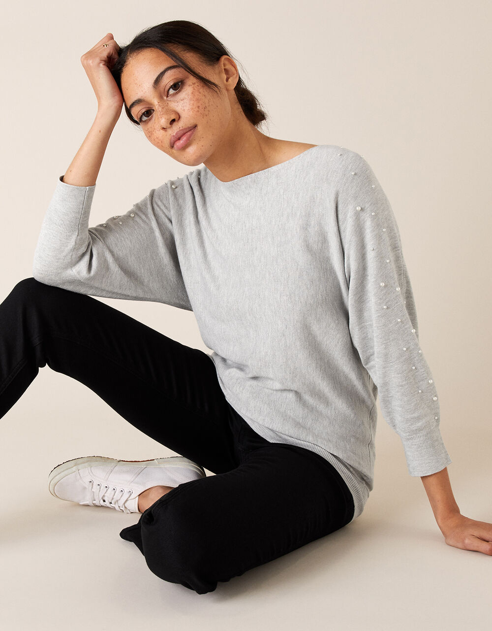 Pearl Dolman Jumper Grey | Jumpers | Monsoon UK.