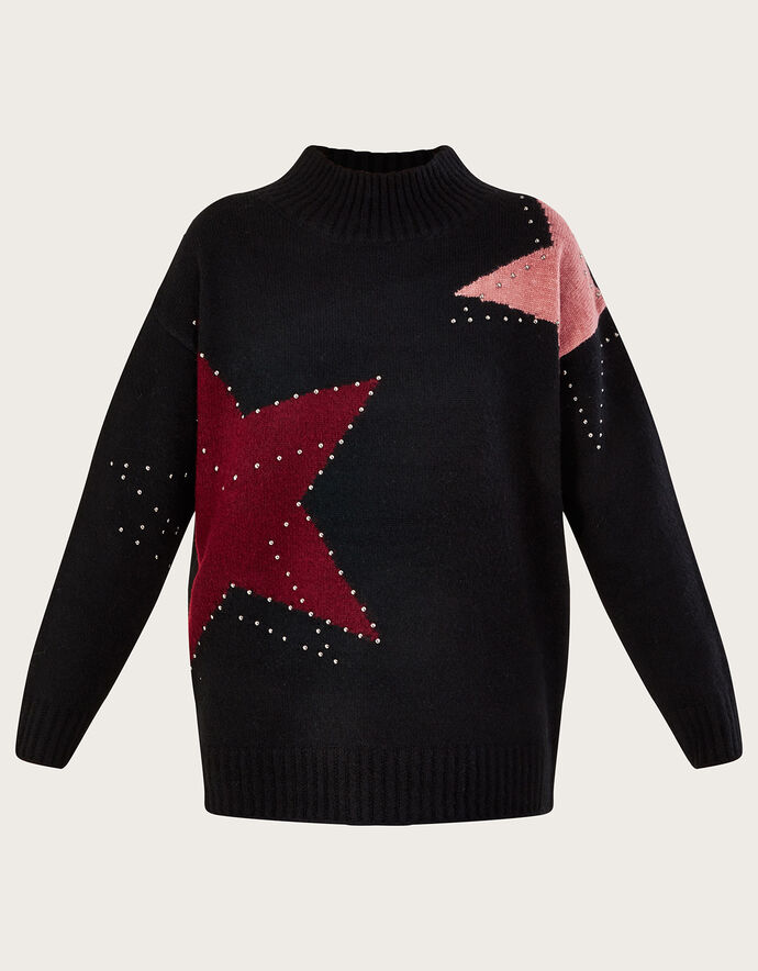 Star Jumper with Recycled Polyester Black