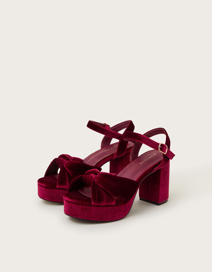 Nola Velvet Platform Heels Red