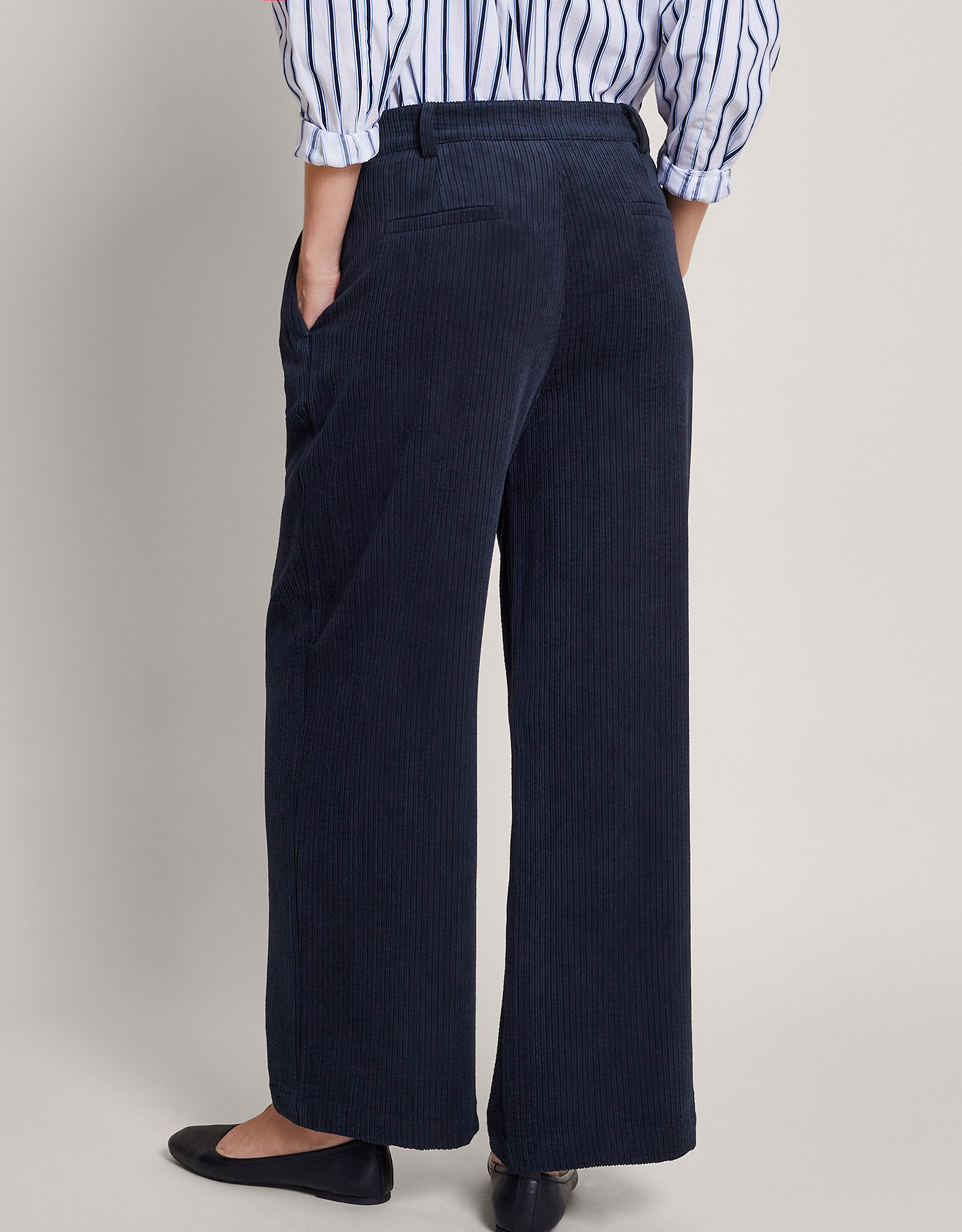 Serena Wide Leg Cord Trousers Blue | Trousers & Leggings | Monsoon UK.