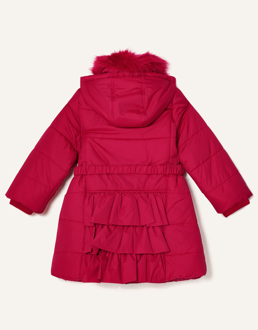 Ruffle Padded and Hooded Coat Red | Girls' Coats & Jackets | Monsoon UK.