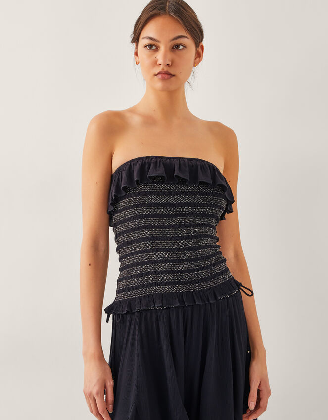 Heidi Smocked Ruffle Bandeau Top Black | Vests, Camisoles And ...