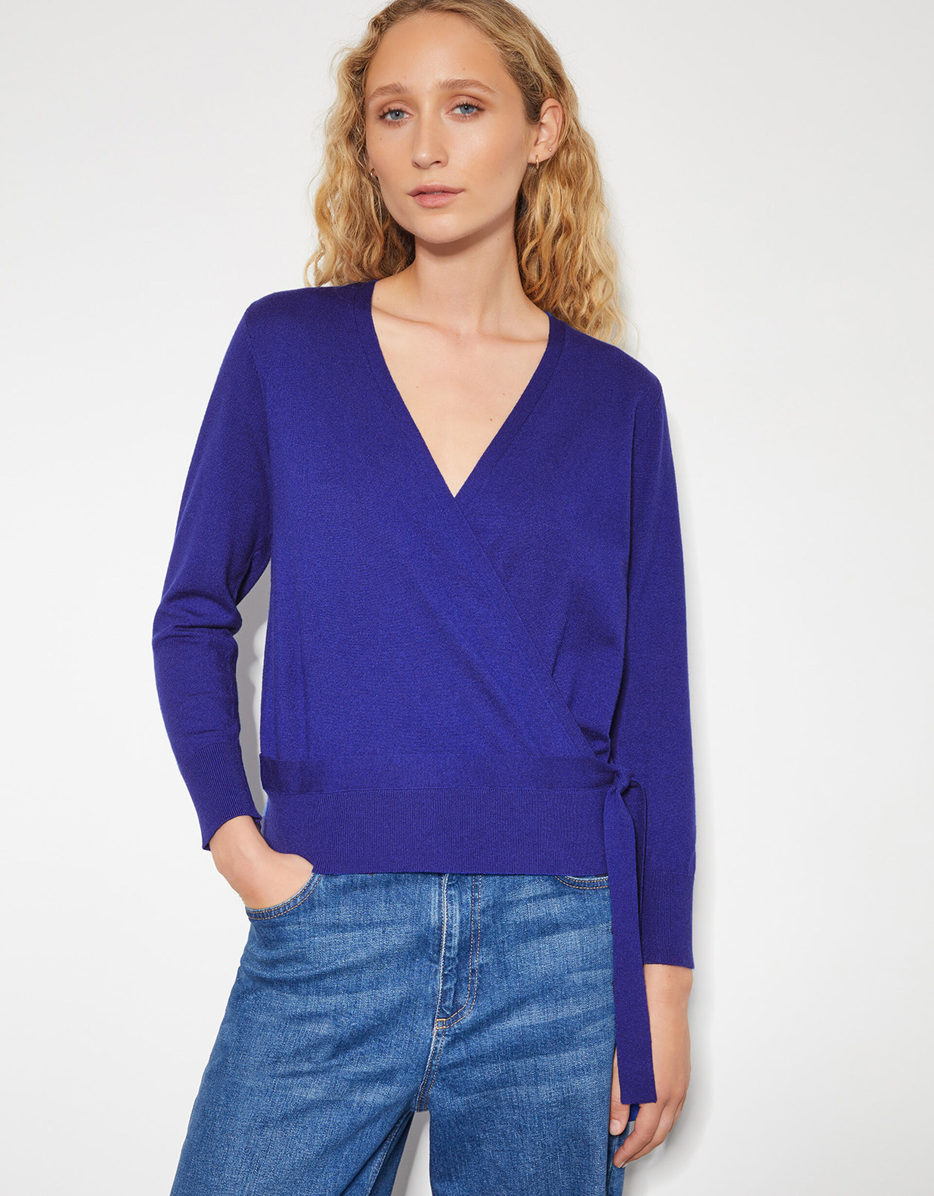 Riley Wrap Jumper Blue | Jumpers | Monsoon UK.