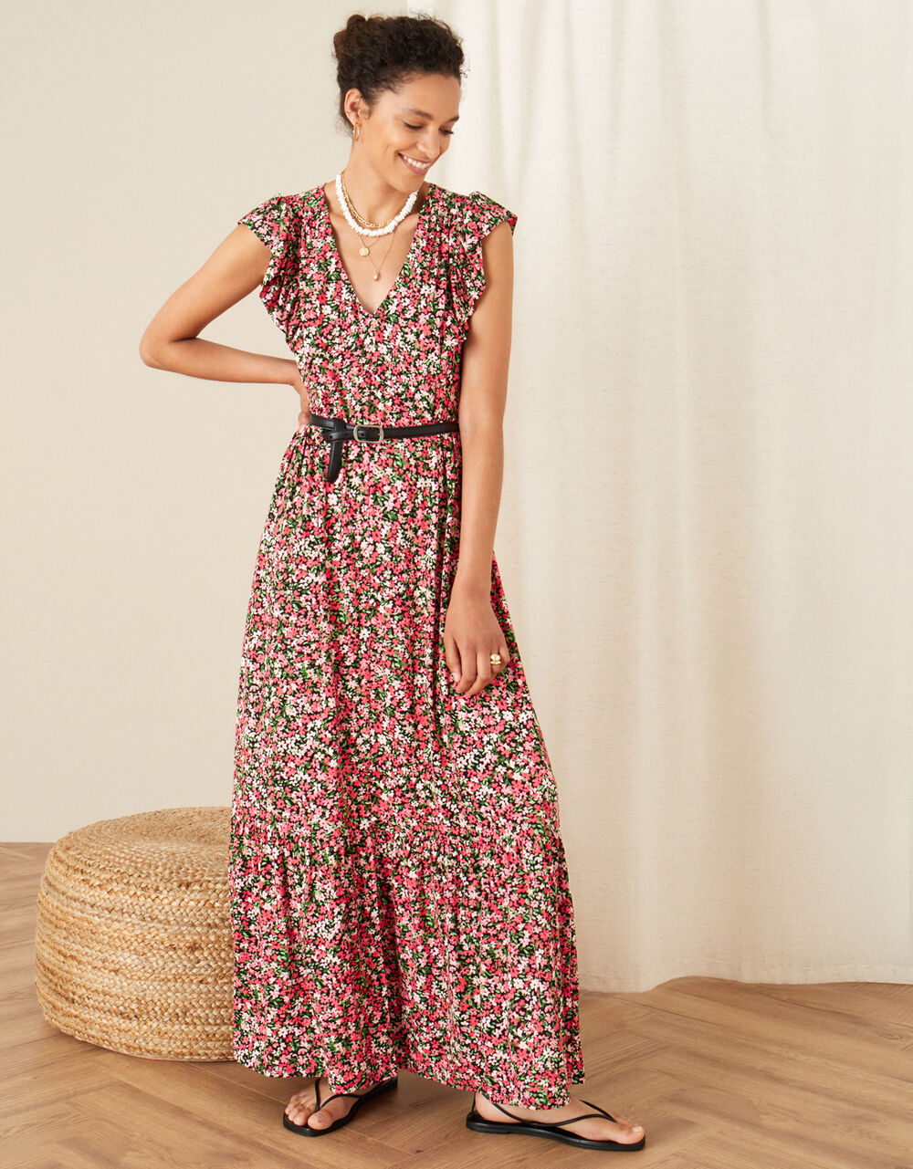 Fable Floral Jersey Maxi Dress Pink | Day Dresses | Monsoon UK.