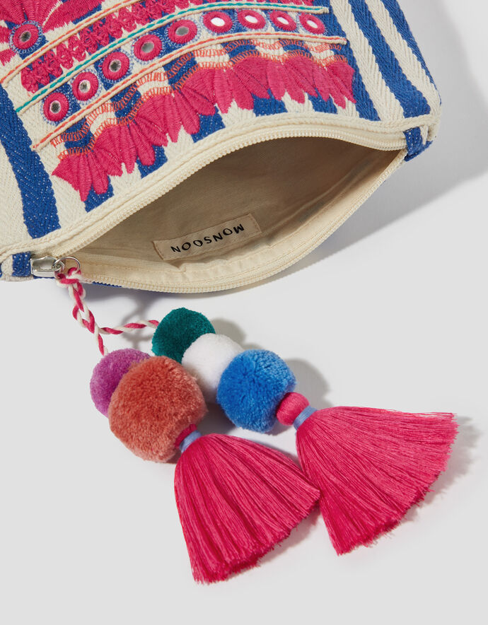 Dara Embroidered Stripe Make Up Bag | Bags & Purses | Monsoon UK.