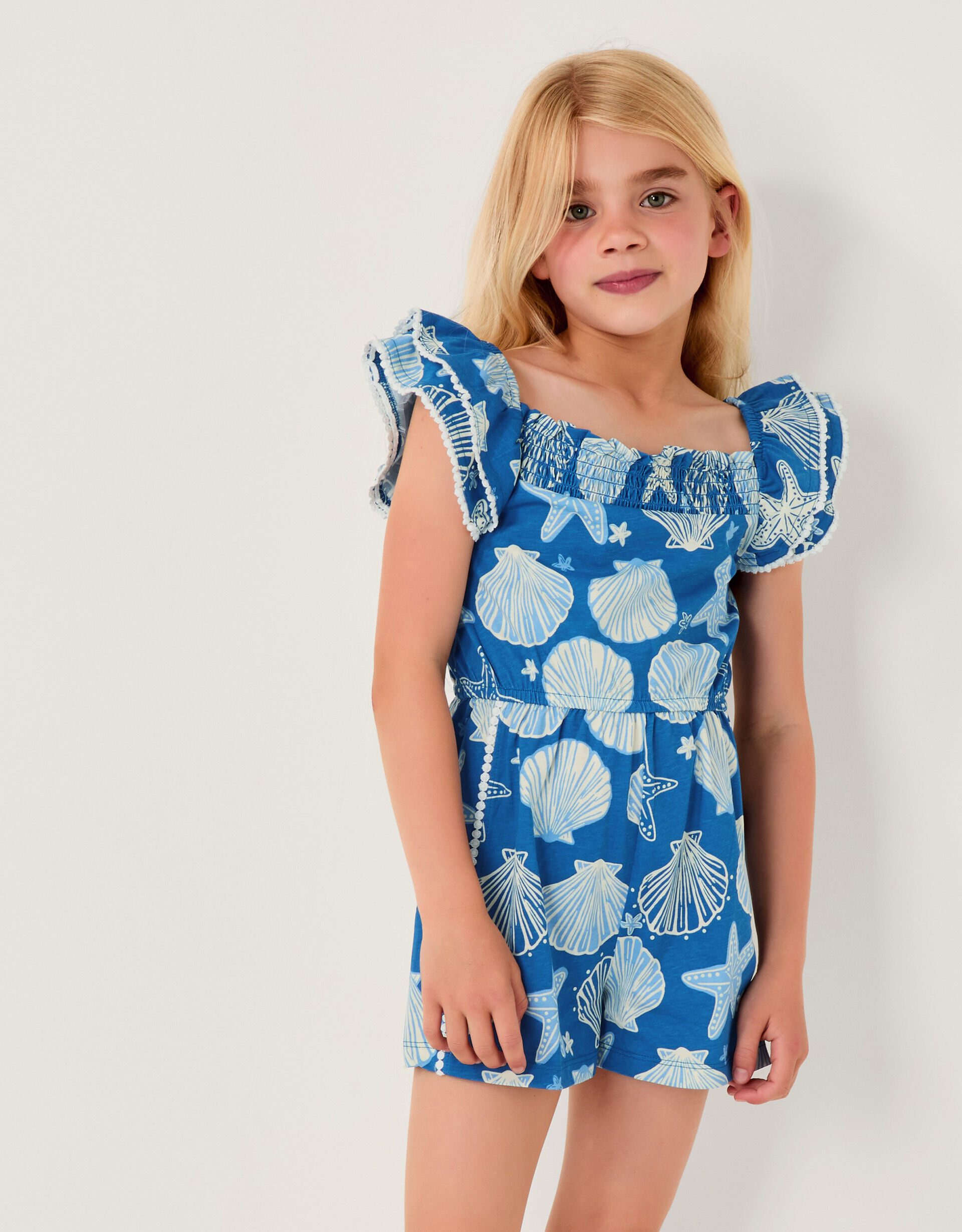 Shell Print Playsuit Blue