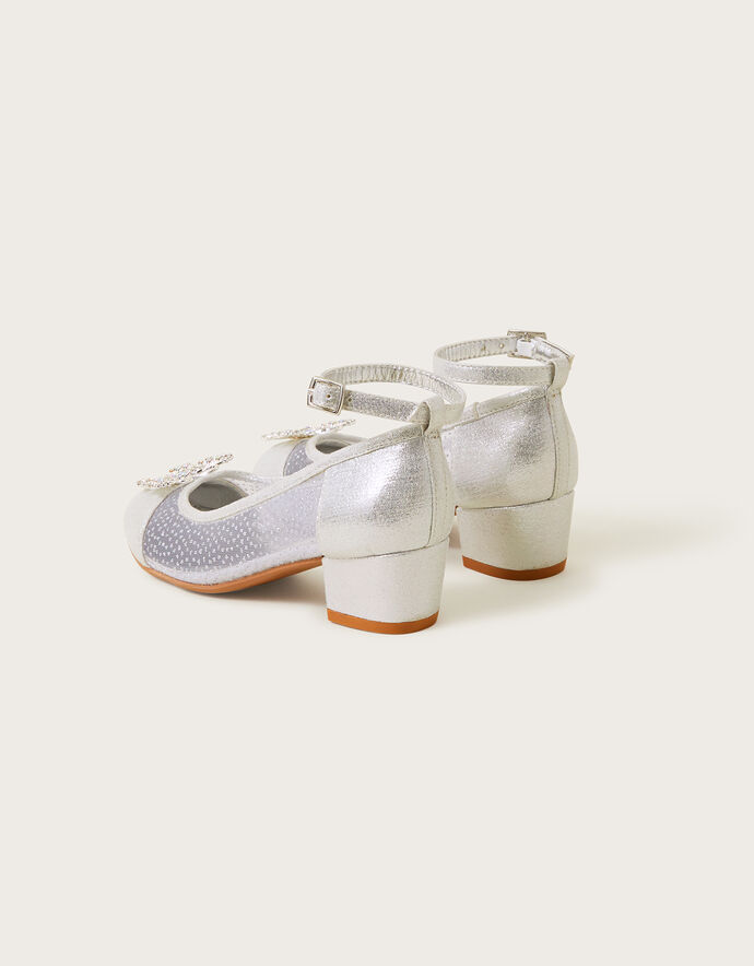 Diamante Butterfly Princess Heels Silver