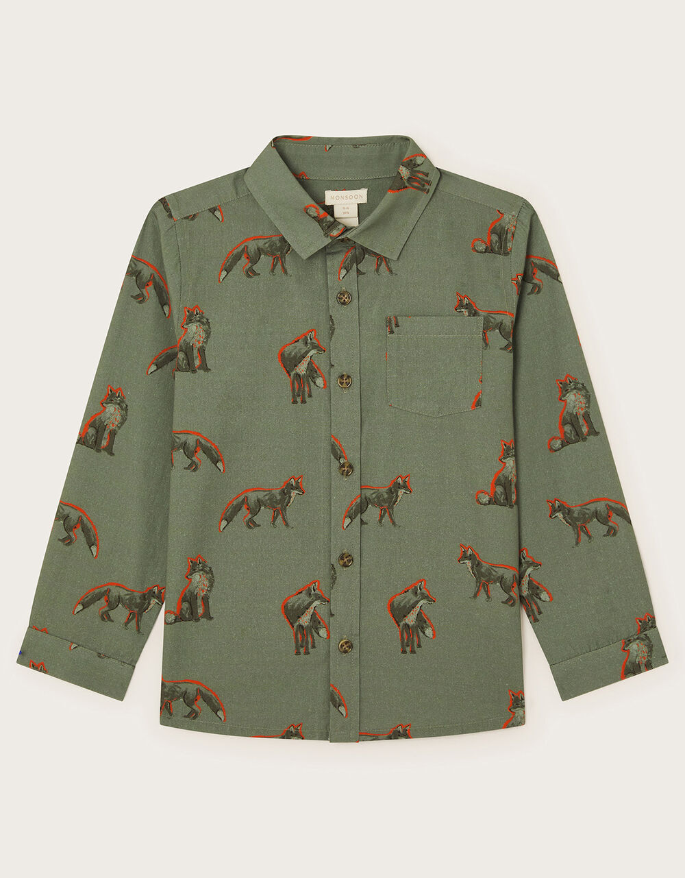 Fox Print Shirt Green | Boys' Tops & T-shirts | Monsoon UK.