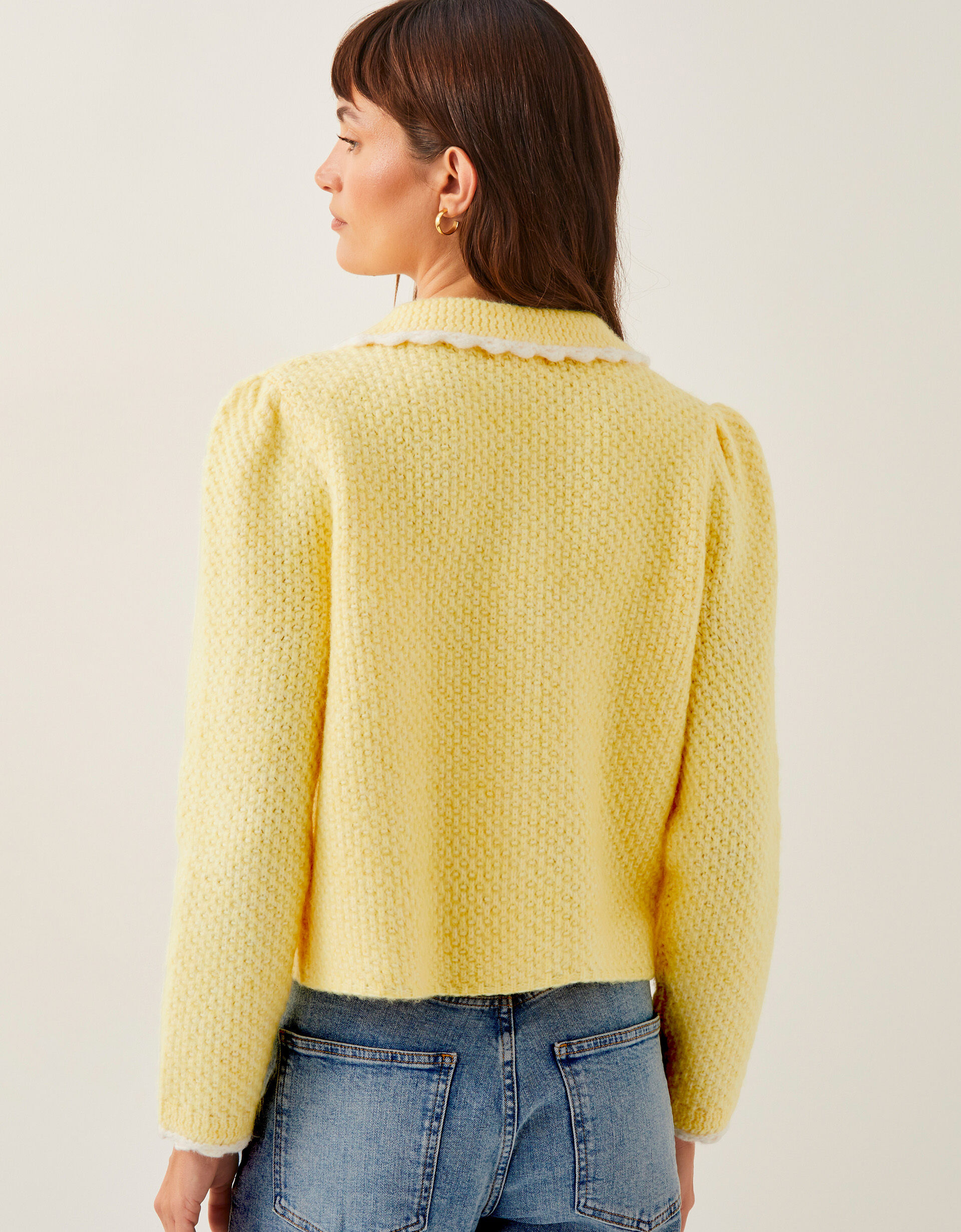 Nina Scalloped Collar Cardigan Yellow | Cardigans | Monsoon UK.