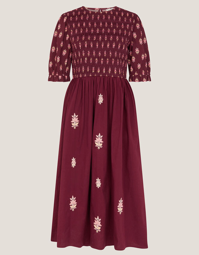 Laurie Floral Smocked Midi Dress Red | Midi Dresses | Monsoon UK.