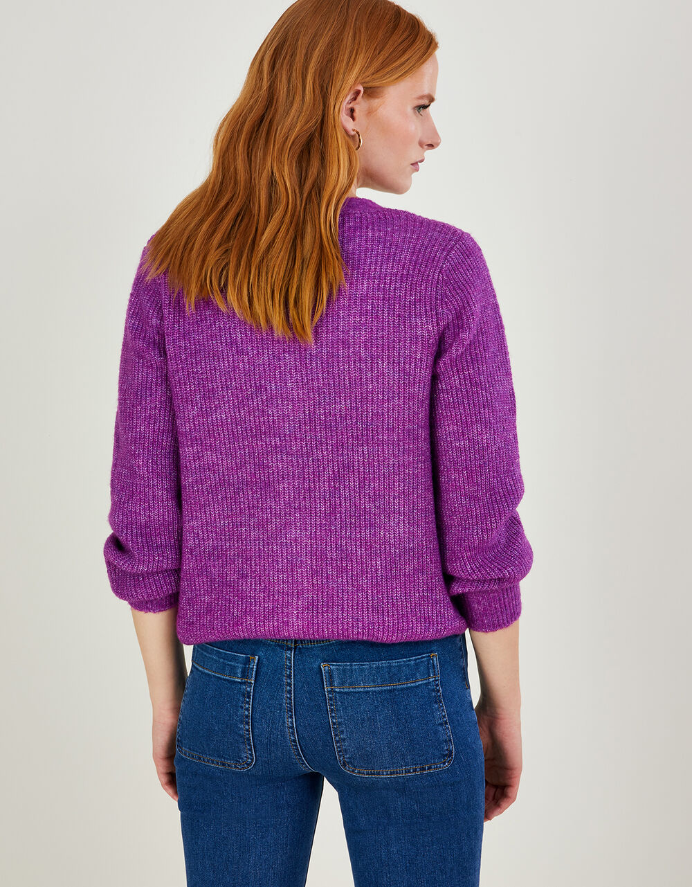 Super-Soft Ribbed Knit Cardigan Purple | Cardigans | Monsoon UK.