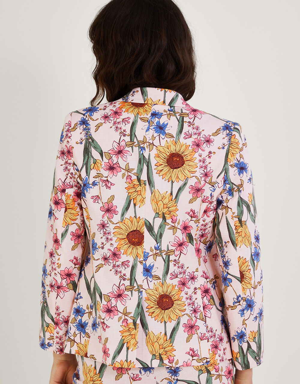 Leilah Sunflower Print Jacket with Sustainable Cotton Pink | Women's ...