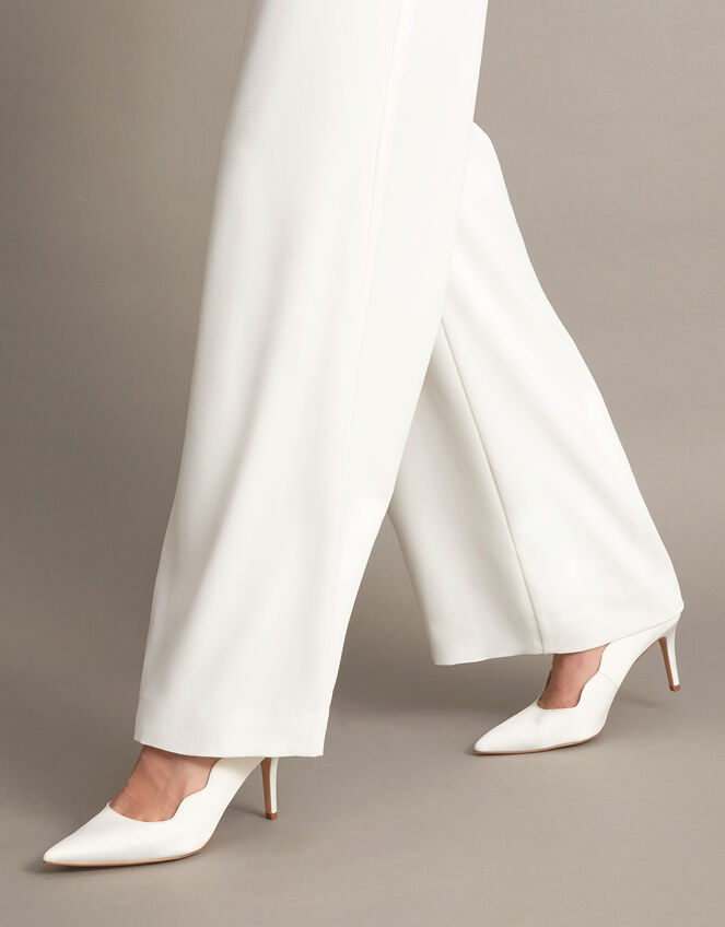 Scallop Satin Bridal Court Shoes Ivory | Women's Shoes | Monsoon UK.
