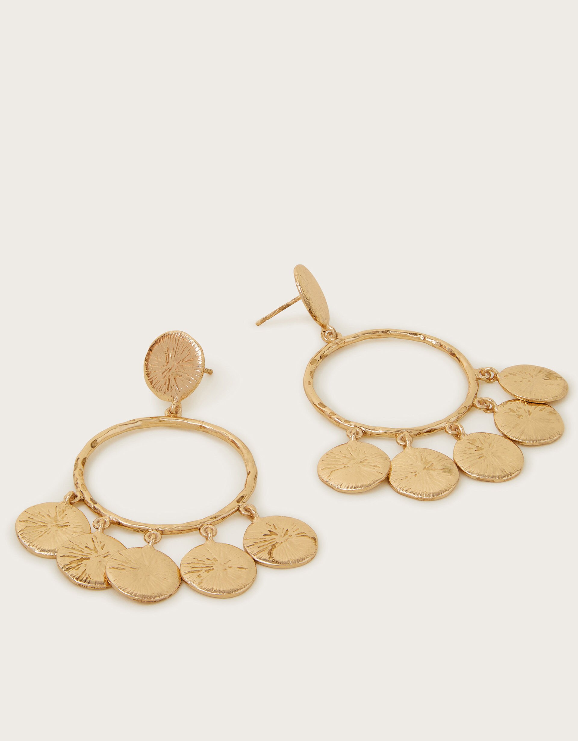 Hammered Disc Hoop Earrings | Earrings | Monsoon UK.